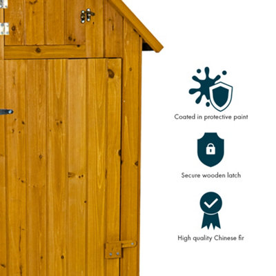 JSH Tall Slim Wooden Outdoor Garden Storage Shed, Compact Utility ...