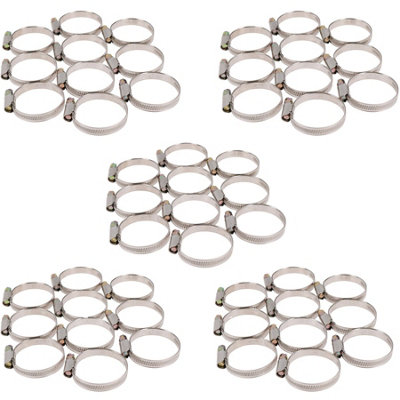 Jubilee Hose Pipe Clamps Clips Air Water Fuel Gas 50pc Stainless Steel ...
