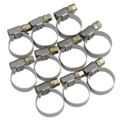 Jubilee Hose Pipe Clamps / Clips For Air Water Fuel Gas 12mm- 22mm 10 Pack