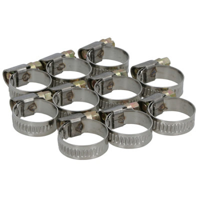 Jubilee Hose Pipe Clamps / Clips For Air Water Fuel Gas 12mm- 22mm 10 Pack