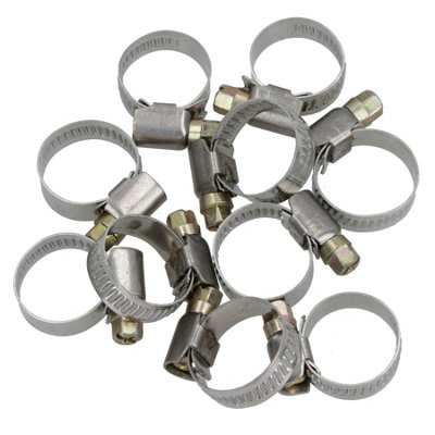 Jubilee Hose Pipe Clamps / Clips For Air Water Fuel Gas 12mm- 22mm 10 Pack