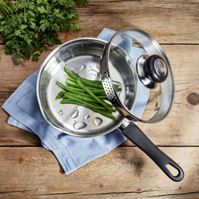 Judge Vista Draining Saucepan with Shatterproof Glass Strain 14cm / 1L ...