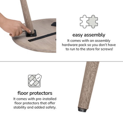 Judy Solid Wood Side Table Round Greige Side Table Living Room Bedside ...