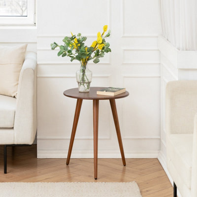 Judy Solid Wood Side Table Round Walnut Side Table Living Room Bedside ...