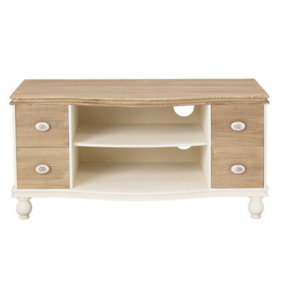 Juliette Cream TV Unit - Vintage Elegance with Oak Drawers & Shabby ...