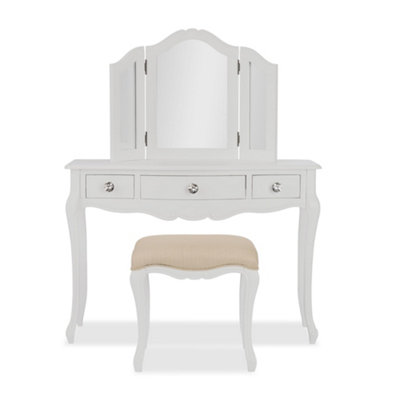 Juliette Dressing Table Set with Crystal Handles - White