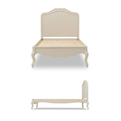 Juliette French Style 3ft Single Bed with Wooden Headboard - Champagne