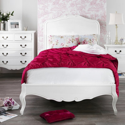 Juliette French Style 3ft Single Bed with Wooden Headboard - White