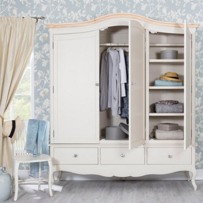 Juliette Triple Wardrobe. French Style Triple Wardrobe with Crystal ...