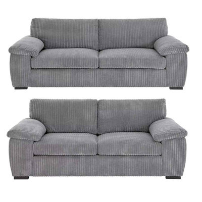 jumbo cord Grey fabric Lilly 3 and 2 seater sofa set | DIY at B&Q