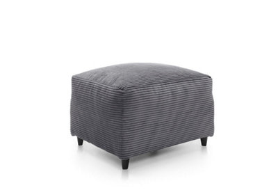 Jumbo Grey Cord Footstool with Thick Luxury Deep Filled Cushioning