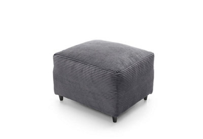 Jumbo Grey Cord Footstool with Thick Luxury Deep Filled Cushioning
