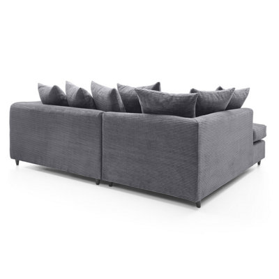 Jumbo Grey Cord Left Facing Corner Sofa for Living Room with Thick ...