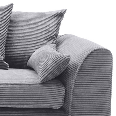 Jumbo Grey Cord Left Facing Corner Sofa for Living Room with Thick ...