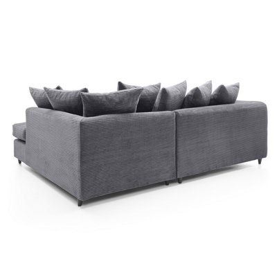 Jumbo Grey Cord Right Facing Corner Sofa for Living Room with Thick ...