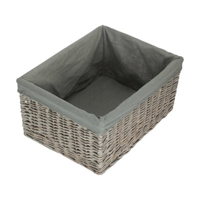Jumbo Grey Wash Storage Basket - Grey Lining