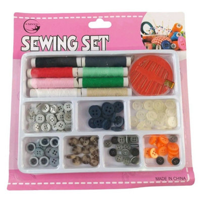 Jumbo Handy Sewing Kit Assorted Buttons Set Needle Buttons Travel Home ...