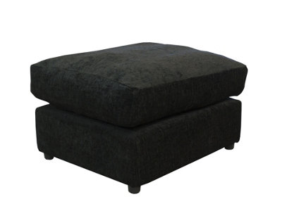 Jumbo Size Chenille Fabric Footstool Black