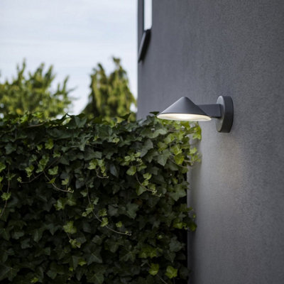 JUNE - CGC Dark Grey Cone Shaped LED Wall Light | DIY at B&Q
