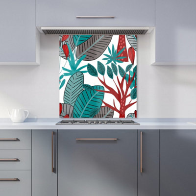Jungle Exotic Summer Tropical Leaves Premium Glass Kitchen Splashback ...