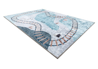 JUNIOR 52243.801 washing carpet Train tracks for children anti-slip ...