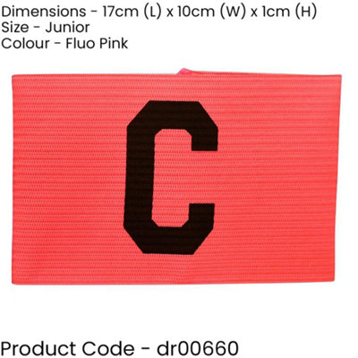Junior Captains Armband - FLUO PINK - Football Rugby Sports Arm Bands Big C