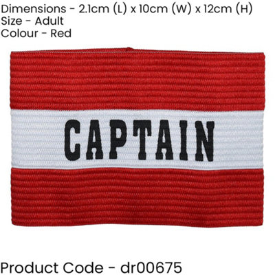Junior Captains Armband - RED - Football Rugby Sports Arm Bands - White ...