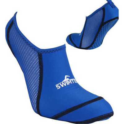 JUNIOR Size 10-13 Swimming Socks - Blue - Breathable Pool Grip Anti ...