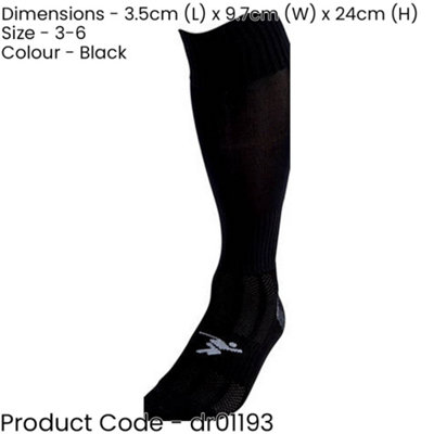 JUNIOR SIZE 3-6 Pro Football Socks - PLAIN BLACK - Ventilated Toe ...