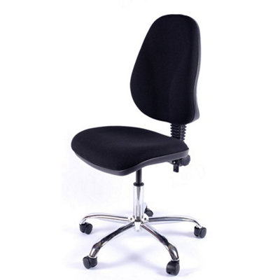 Juno Chrome High Back Office Chair in Black Fabric
