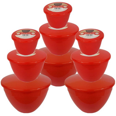 Just Pudding Basins Xmas Red Christmas Pudding Basins with Lids ...