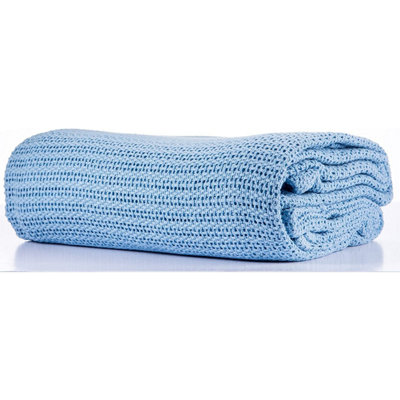 Just So Home 100% Cotton Cellular Blanket with plain hemmed finish ...