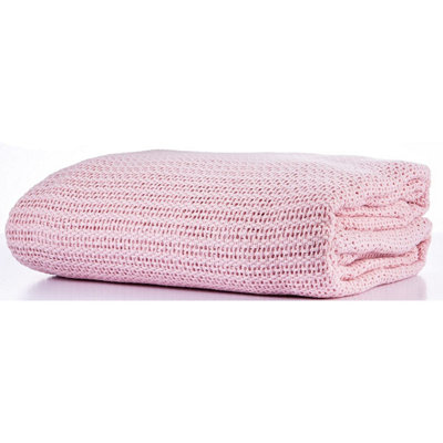 Just So Home 100% Cotton Cellular Blanket with plain hemmed finish ...