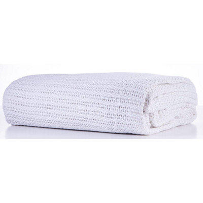 Just So Home 100% Cotton Cellular Blanket with plain hemmed finish ...