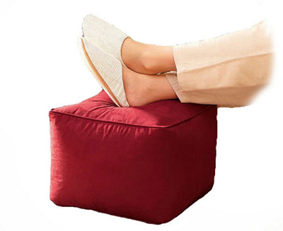 Just So Home - Footstool Faux Suede Cube Pouffe Footrest Foot Support ...