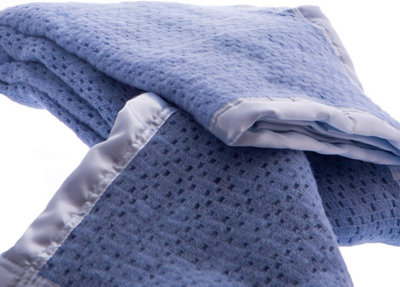 Just So Home Pure Wool Cellular Blanket Lightweight Luxury Satin All ...