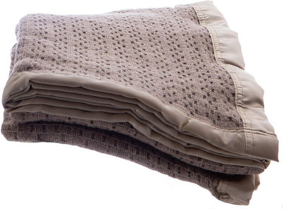 Just So Home Pure Wool Cellular Blanket Lightweight Luxury Satin All ...