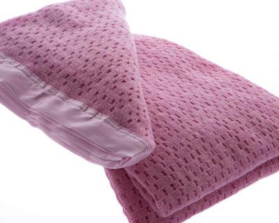 Just So Home Pure Wool Cellular Blanket Lightweight Luxury Satin All ...