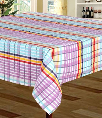 Just So Home Seersucker Tablecloth 100% Cotton Check Kitchen Dining ...