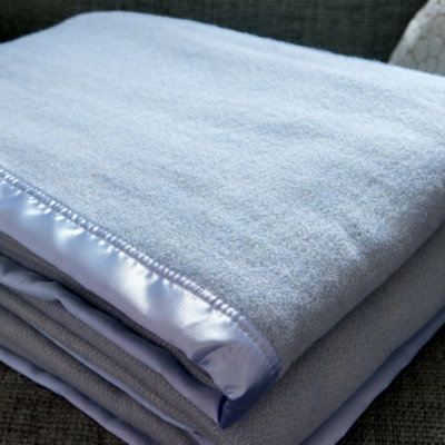 Just So Home Traditional 100% Pure Wool Solid Weave Blanket with Satin ...