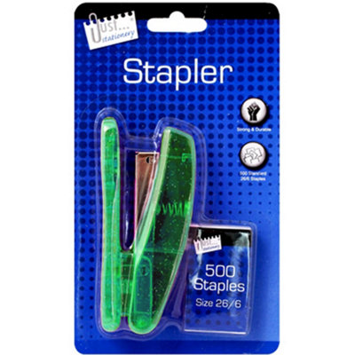 Just Stationery Metallic Stapler And Staples Set Green (One Size)