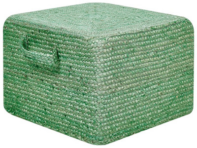 Jute Pouffe 45 x 45 x 30 cm Green DHADAR