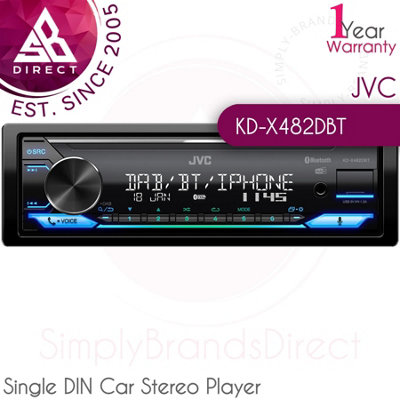 JVC KD-X482DBT Single Din Car Stereo Media Receiver Bluetooth Android ...