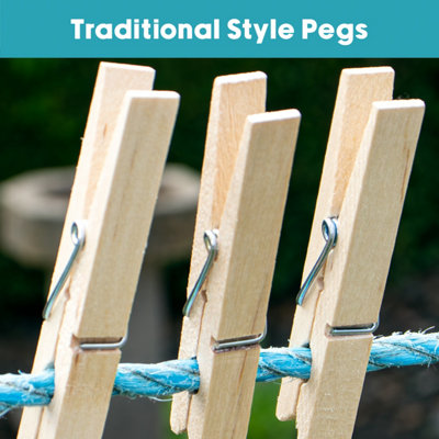 JVL 24-Piece Strong Wooden Retro Vintage Clothes Pegs