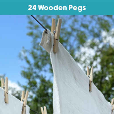 JVL 24-Piece Strong Wooden Retro Vintage Clothes Pegs