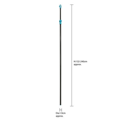 JVL Adjustable telescopic Lightweight Clothes Line Prop, Grey/Teal