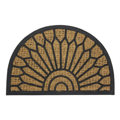 JVL Alba Half Moon Woven Tuffscrape Coir and Rubber Entrance Door Mat ...
