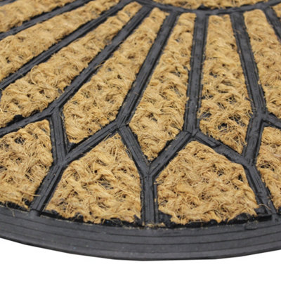 JVL Alba Half Moon Woven Tuffscrape Coir and Rubber Entrance Door Mat ...
