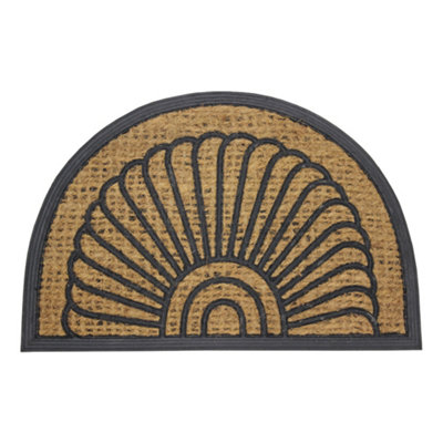 JVL Alba Half Moon Woven Tuffscrape Coir and Rubber Entrance Door Mat ...