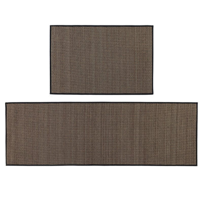 JVL Antarra Doormat and Runner Set, Black - 50x75cm